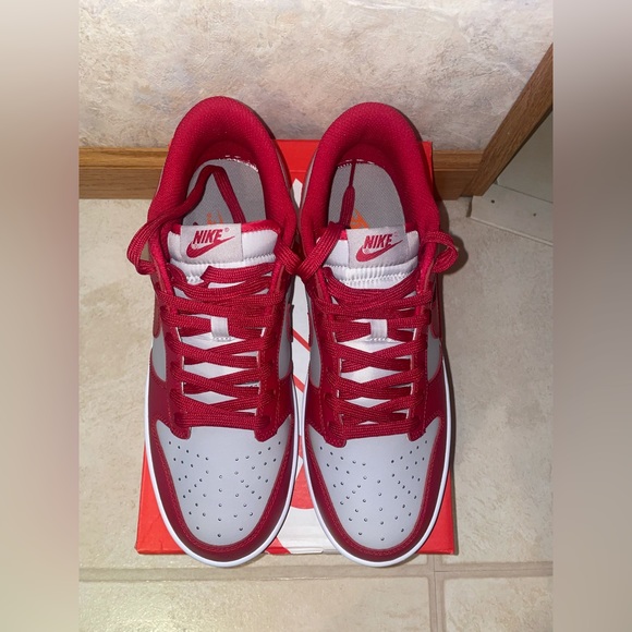Nike | Shoes | Nike Sb Dunk Low Retro Medium Grey Varsity Red | Poshmark